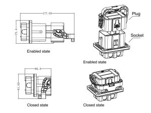 2 Pin 400A Mini MSD Connector EV Socket Front Mount - Elecpeek