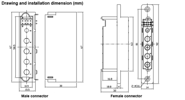 High Current Heavy Load 13 Pin 65A Power Drawer Connector PCB - Elecpeek