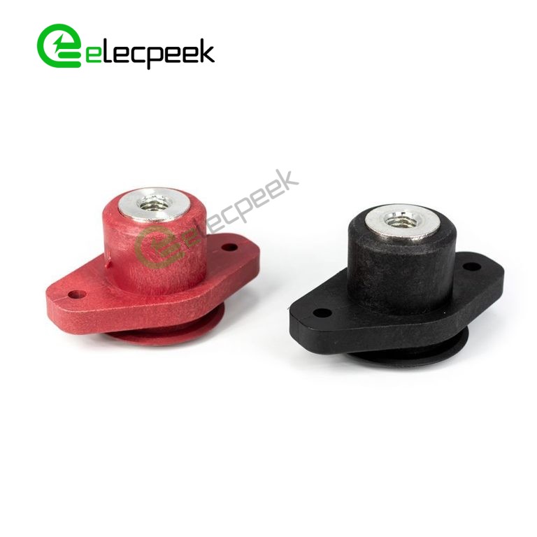 500A High Current Copper Terminal Panel Mount 2 Hole Flange Black and Red