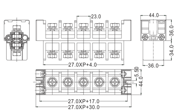 High Current Panel Feed Through Terminal Block 200A 2 Pin 600V 80mm2 ...