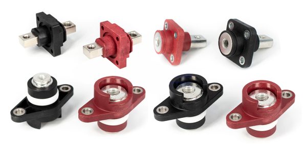 150A High Current Copper Terminal 2 Hole Flange Black and Red Straight ...